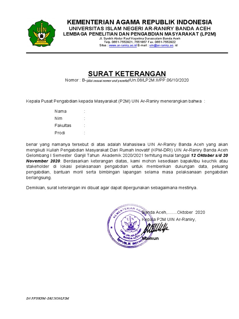 Surat KPM Uin | PDF