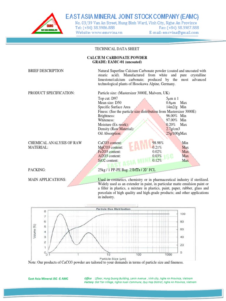 Calcium Carbonate TDS | PDF | Paint | Silicon Dioxide