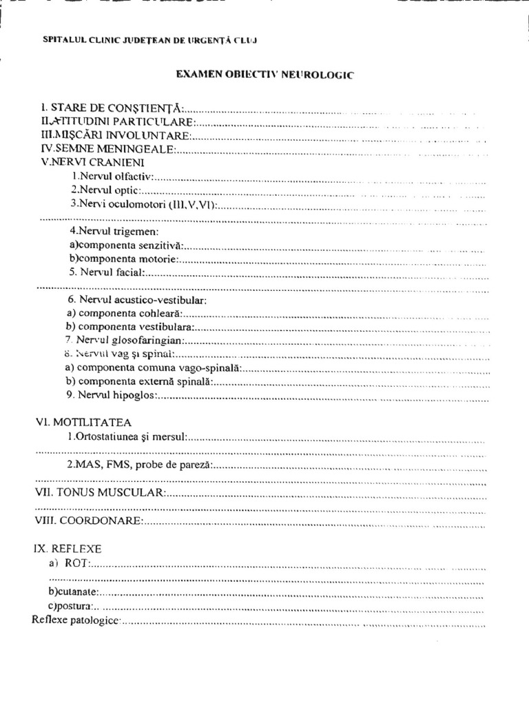 Examen Obiectiv Neurologic | PDF