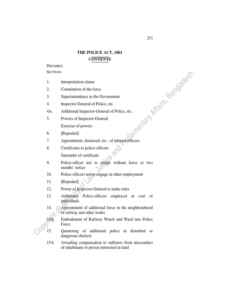 Police Act 1861 | PDF