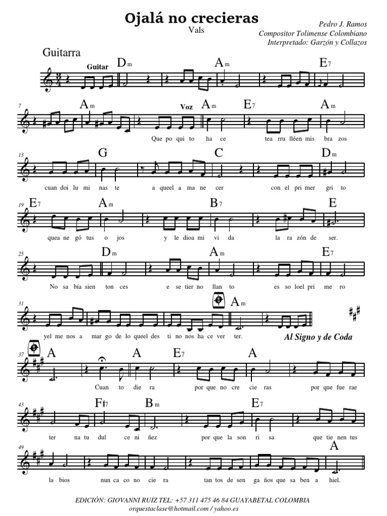 Vals - Ojalá No Crecieras - 012 Guitarra | PDF