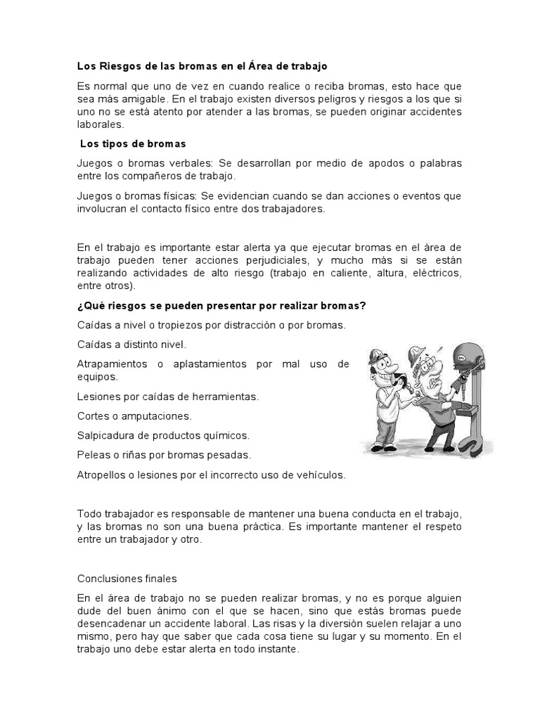 Riesgos de Bromas en el Trabajo | PDF