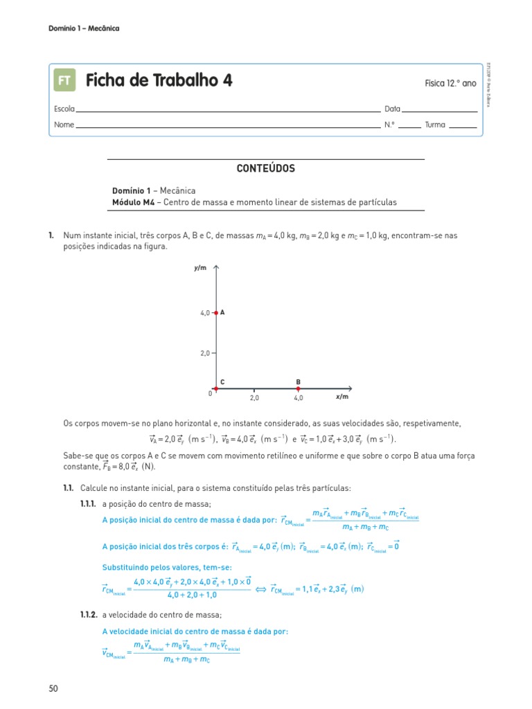 Ef12 DP Ficha Trab m4 Resolucao | PDF | Iniciativa/Conjuntura | Colisão