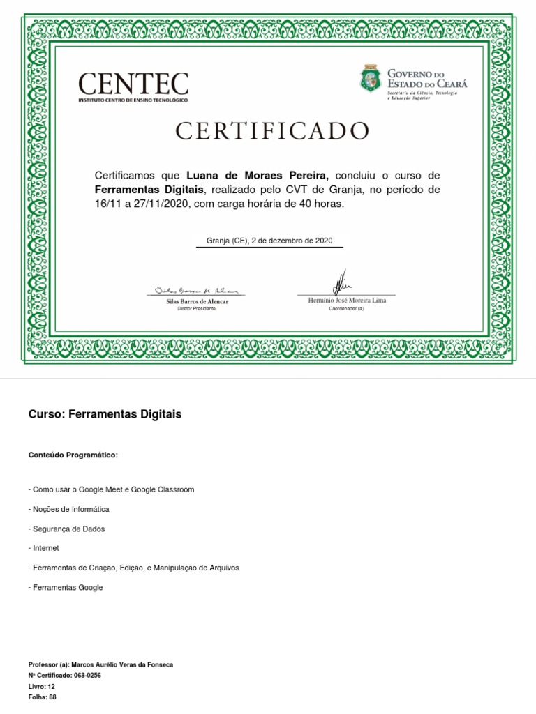 Certificado CVT | PDF