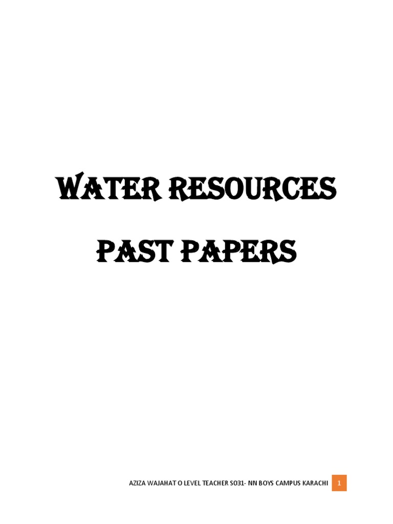 O Level Water Resources Past Papers | PDF | Karachi | Water