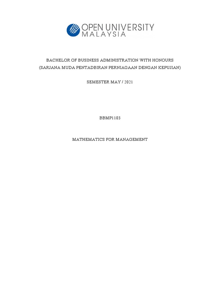 Mathematics for Management Overview | PDF | Matrix (Mathematics ...