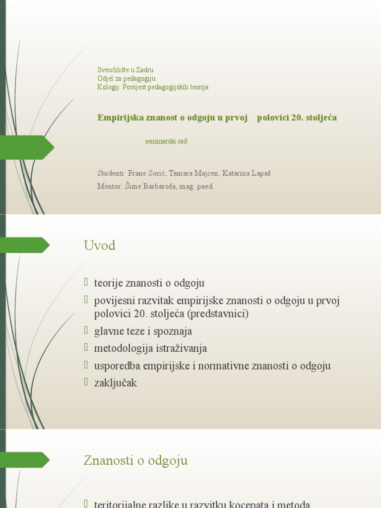 Empirijska Znanost o Odgojuzadnje | PDF