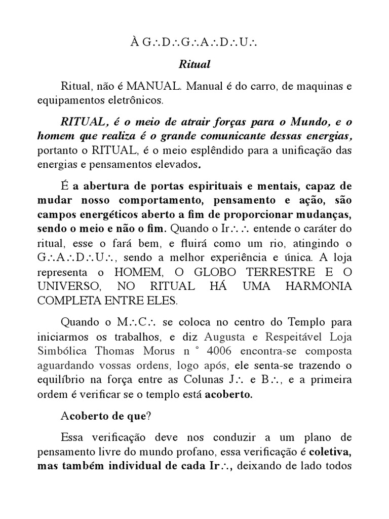 Ritual Maçônico: Um Guia para a Transformação Interior Através da ...