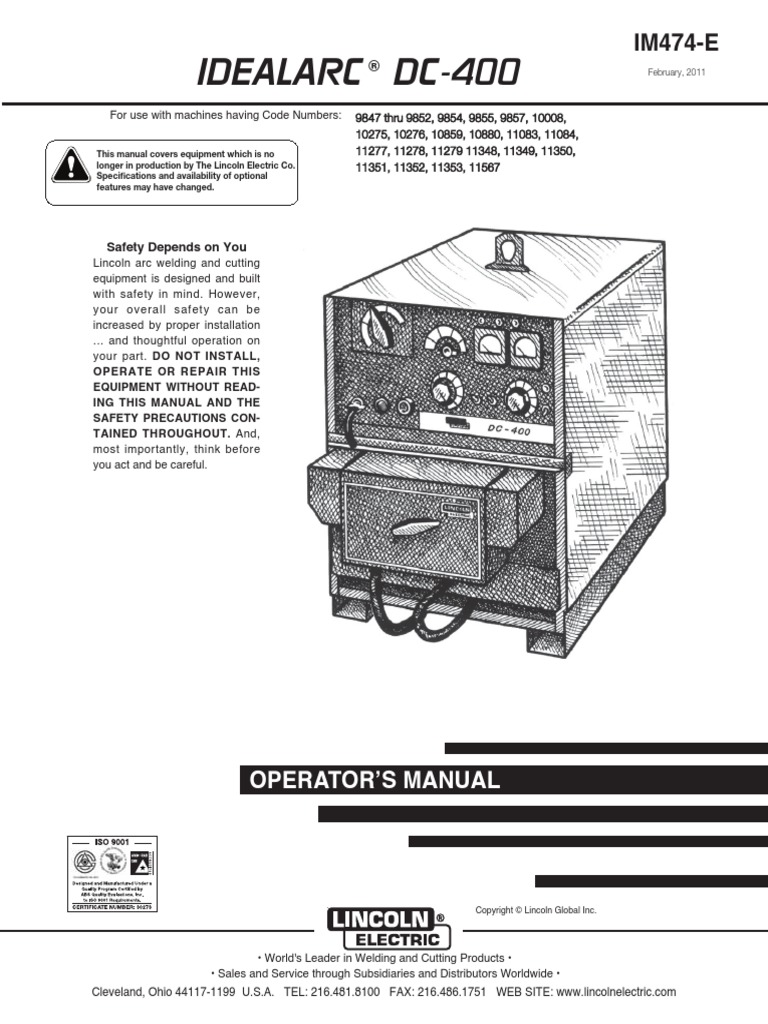 Lincoln Idealarc 400 Manual | PDF | Welding | Construction