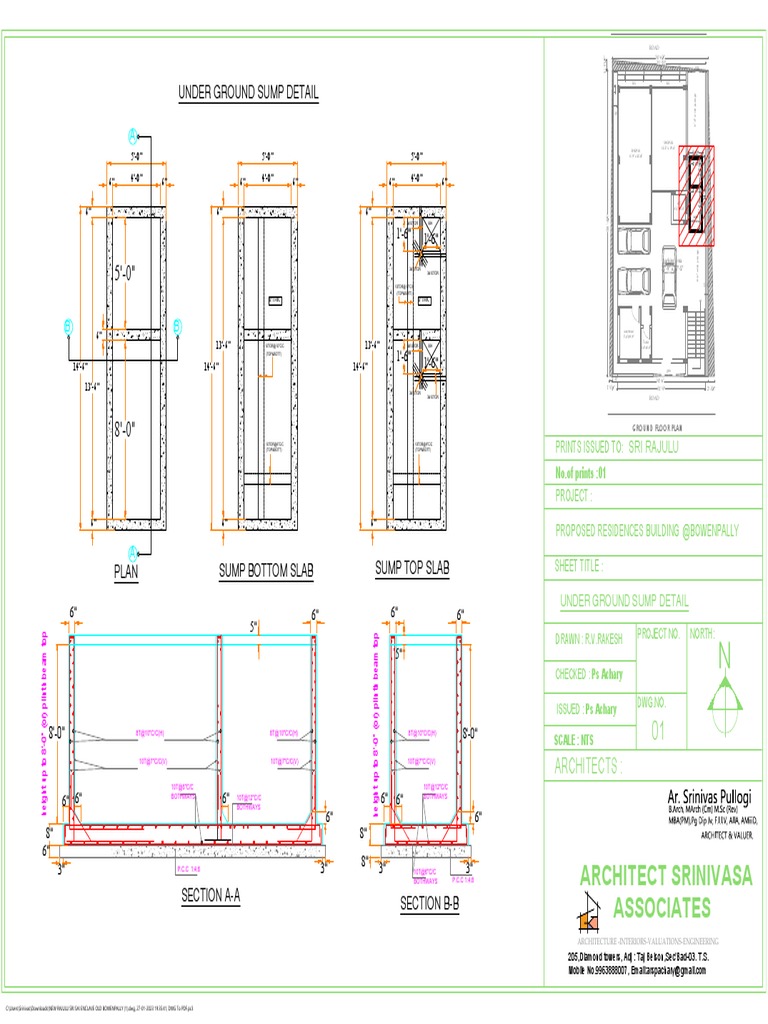 Underground Sump Detail for Two Workshop Spaces with Dimensions | PDF ...