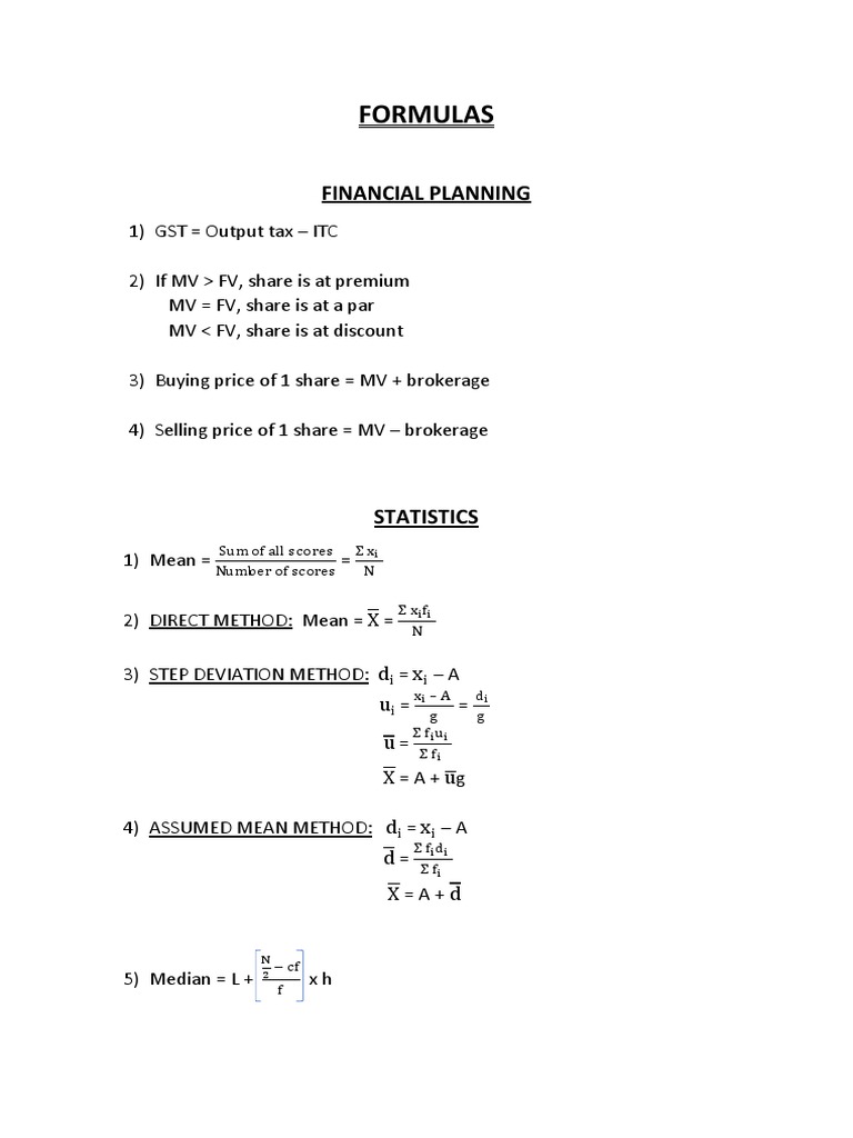 FORMULAS | PDF | Mathematical Analysis | Mathematical Concepts