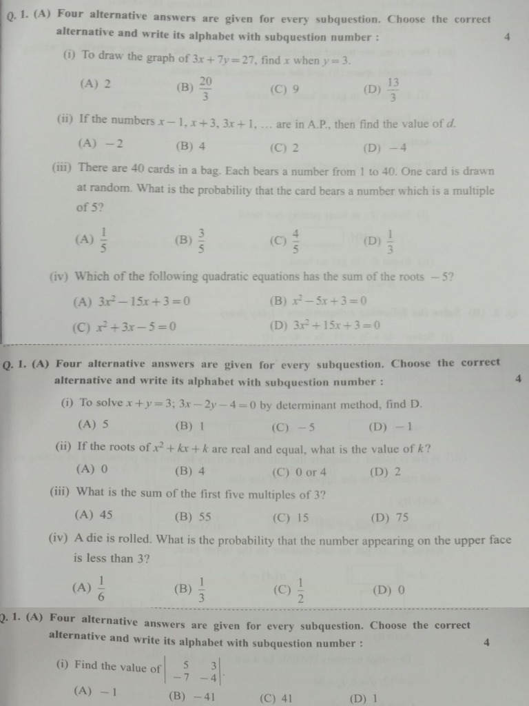 Algebra Q1A To Q3A | PDF
