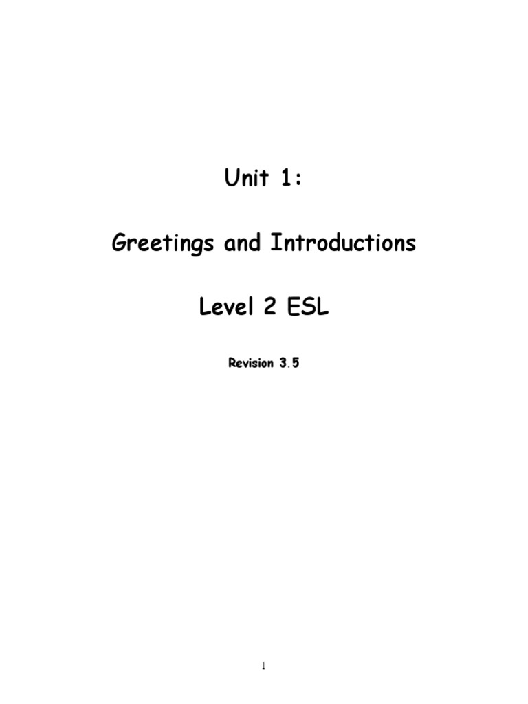 Unit 1 and 2, GREETINGS AND EXERCISES | PDF | Classroom | Paragraph