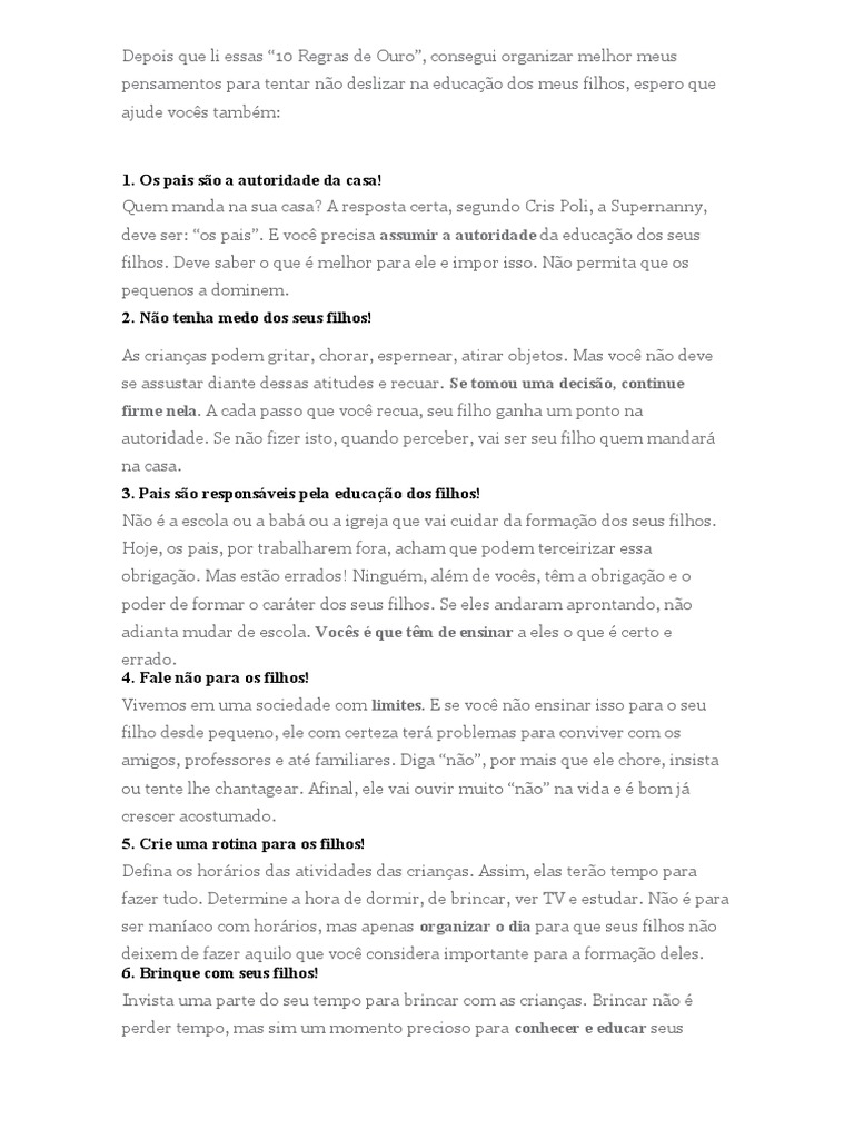 10 Regras De Ouro Pdf Tempo