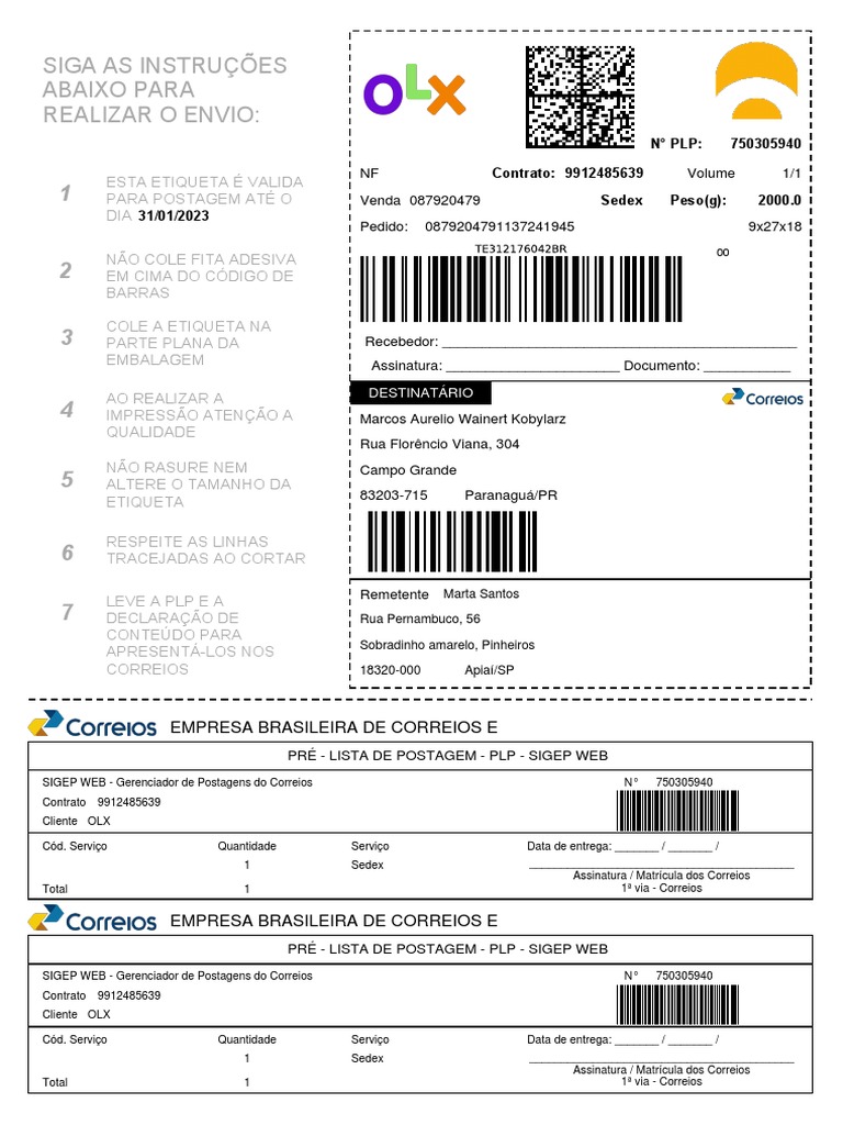 Correios Sedex | PDF