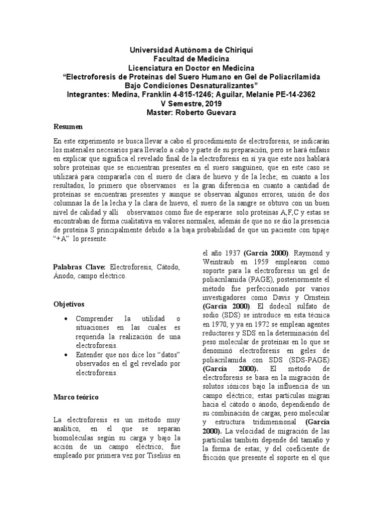 Informe Electroforesis | PDF