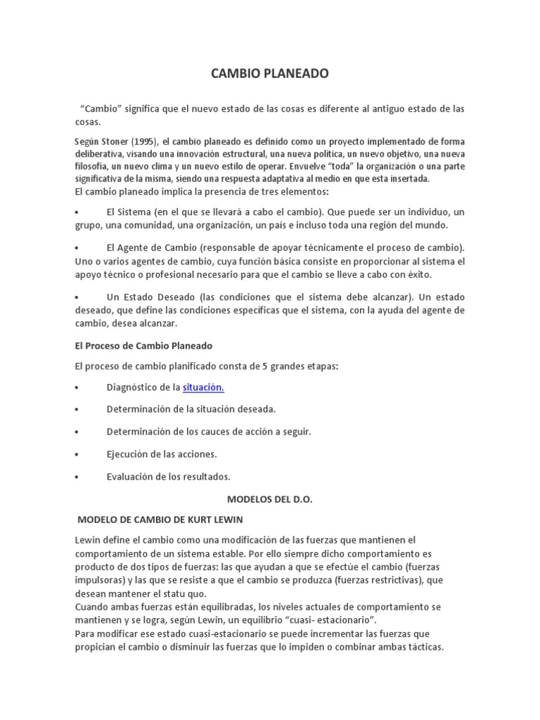 Cambio Planeado | PDF | Aprendizaje | Comportamiento