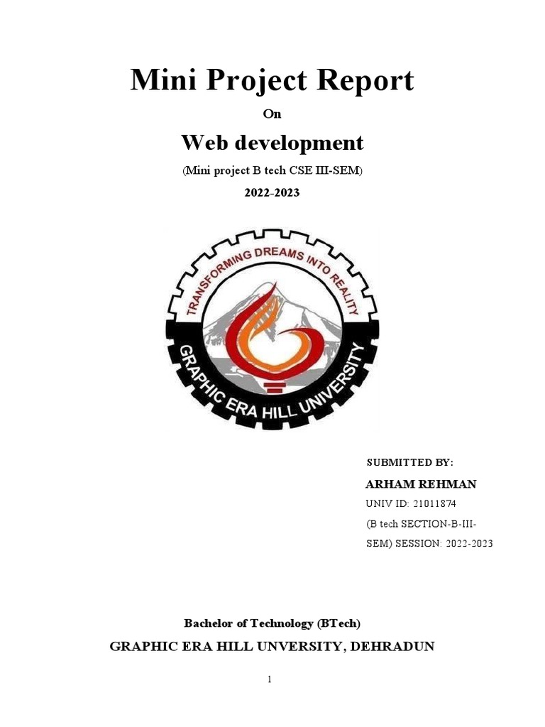 Mini Project Report | PDF | World Wide Web | Internet & Web