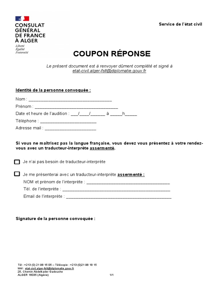 Modèle de coupon réponse à renvoyer | PDF