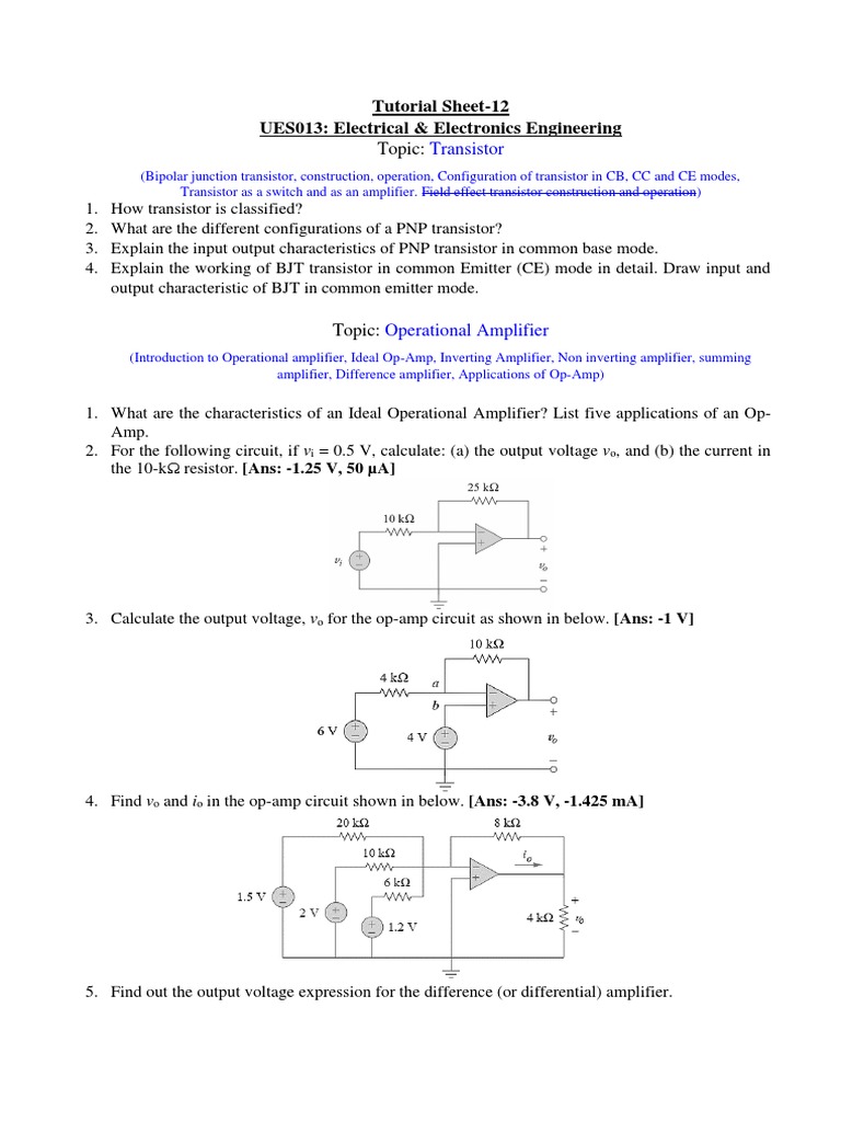 Tutorial Sheet 12 | PDF