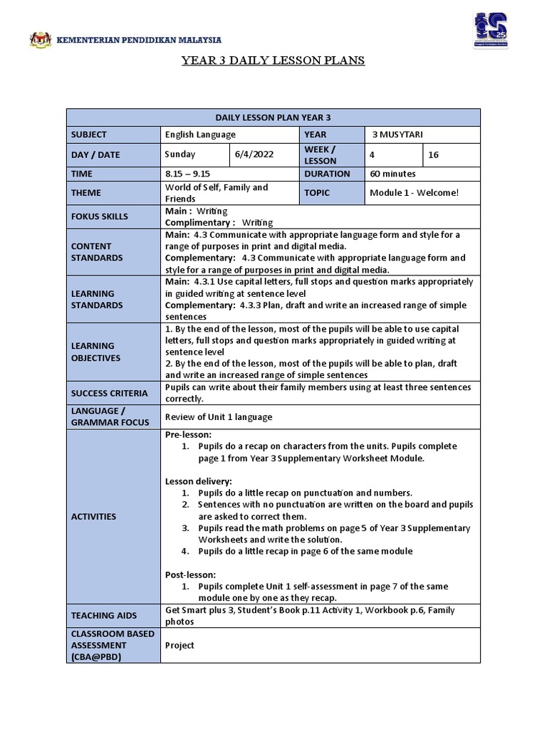 Year 3 | PDF | Lesson Plan | Human Communication