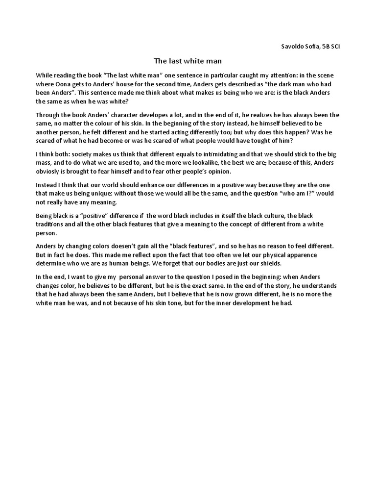 Anders' Transformation in "The Last White Man" | PDF