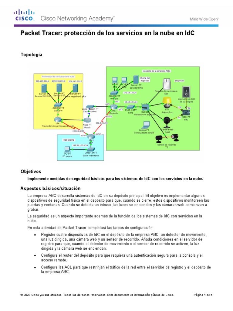 4.2.3.3 Packet Tracer - Securing Cloud Services in The IoT | PDF ...