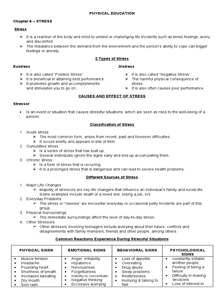 Understanding Types of Stress in PE | PDF | Stress (Biology ...