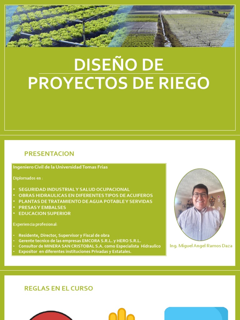 Presentacion Proyectos de Riego Oficial | Descargar gratis PDF | Riego | Agua
