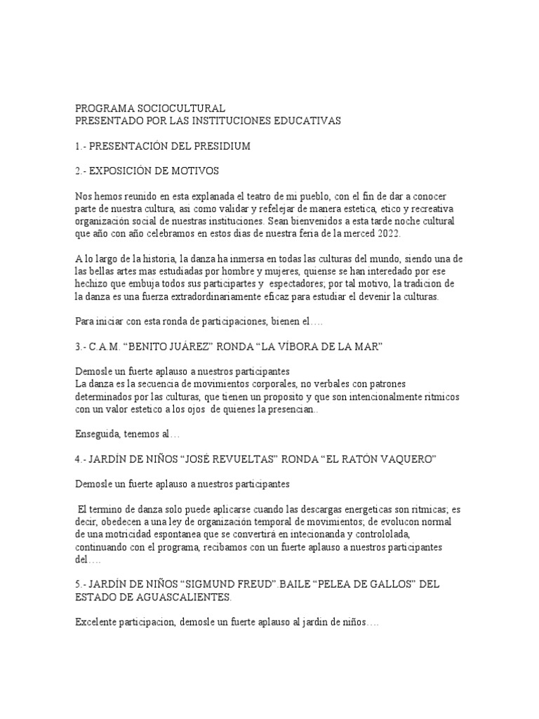 Programa Sociocultural | PDF