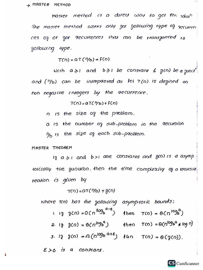 Master Theorem in Recurrence - DAA | PDF