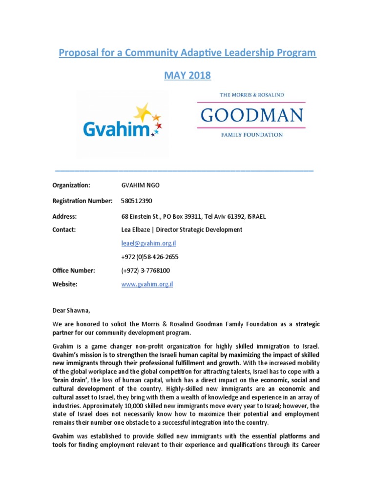 Proposal For A Community Leadership Program | PDF | Entrepreneurship ...