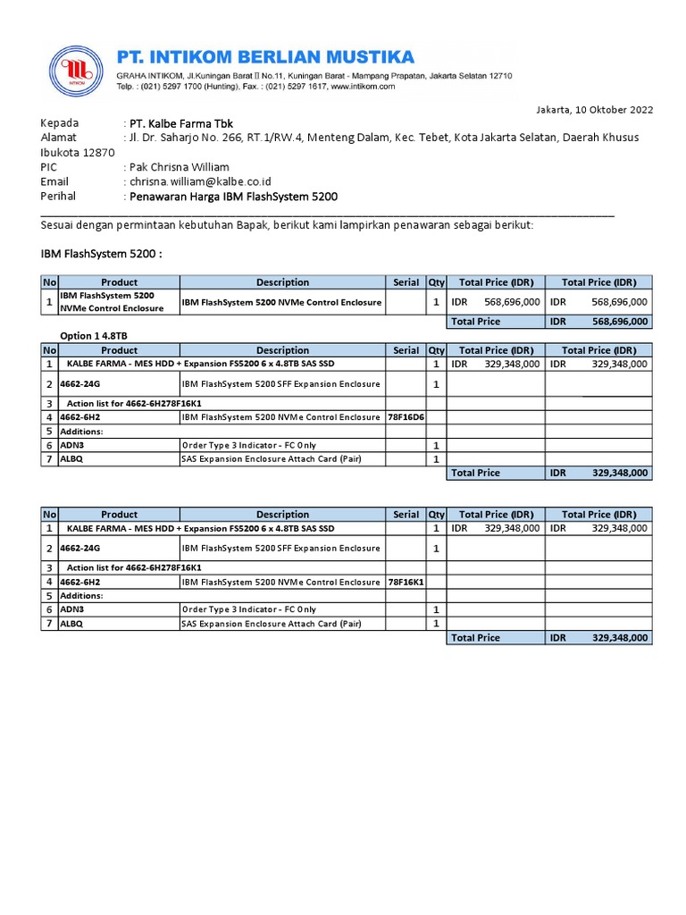 PT. Kalbe Farma - Penawaran Harga IBM FS5200 and Expansion 5200 | PDF ...