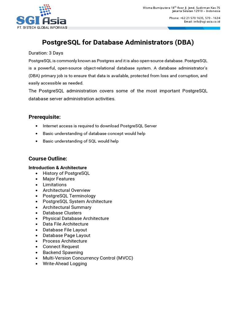 Postgre Sql Database Administration Pdf Postgre Sql Databases