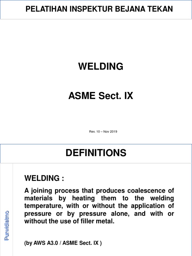 Hand Out ASME IX Rev 10 - Nov 2019 | PDF | Welding | Construction