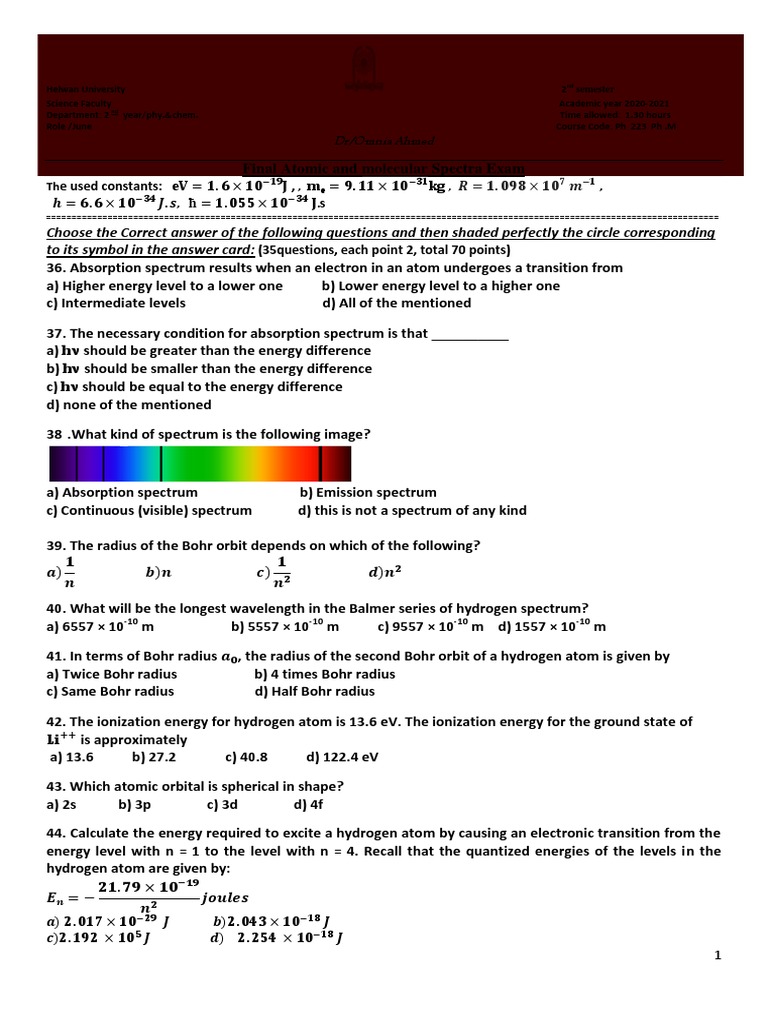 AS-Sample Exam | Download Free PDF | Atomic Orbital | Electromagnetism