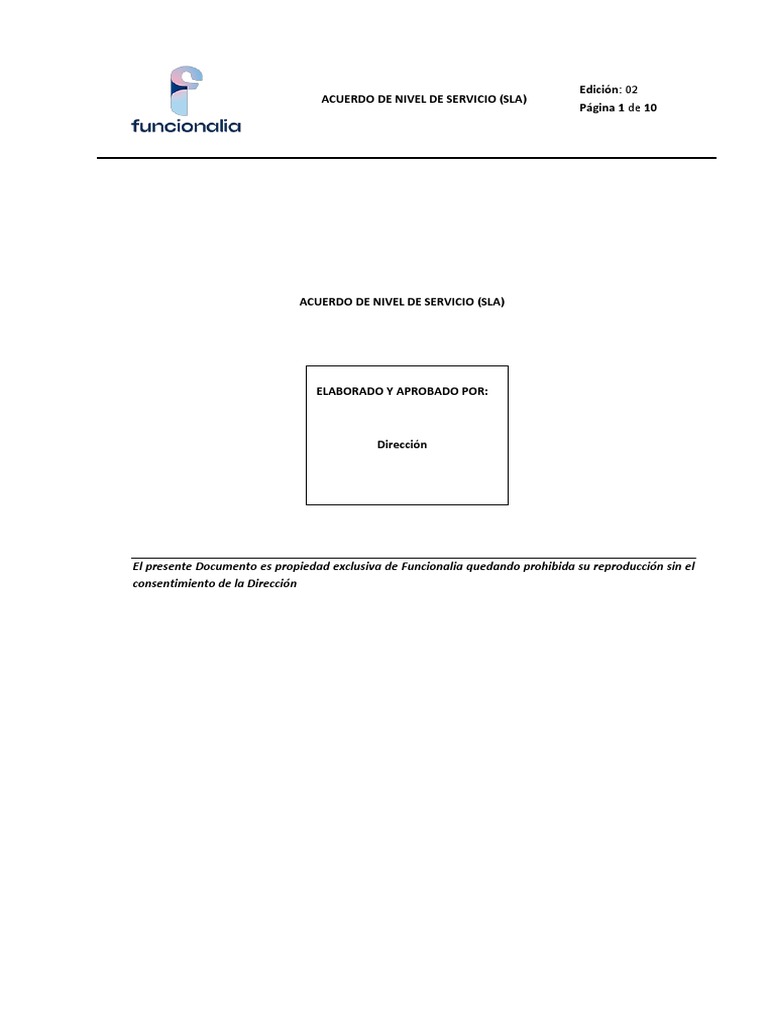 EJEMPLO 2 - Acuerdo-Servicio-SLA | PDF | Acuerdo de nivel de servicio | Software