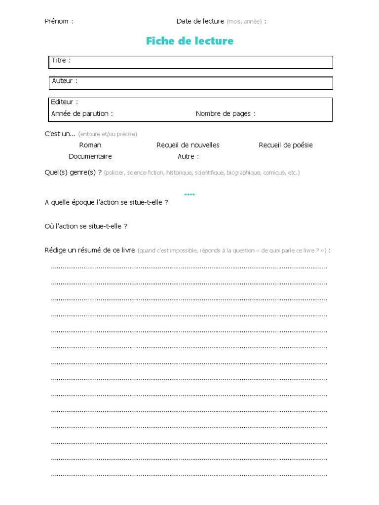 Fiche de Lecture | PDF