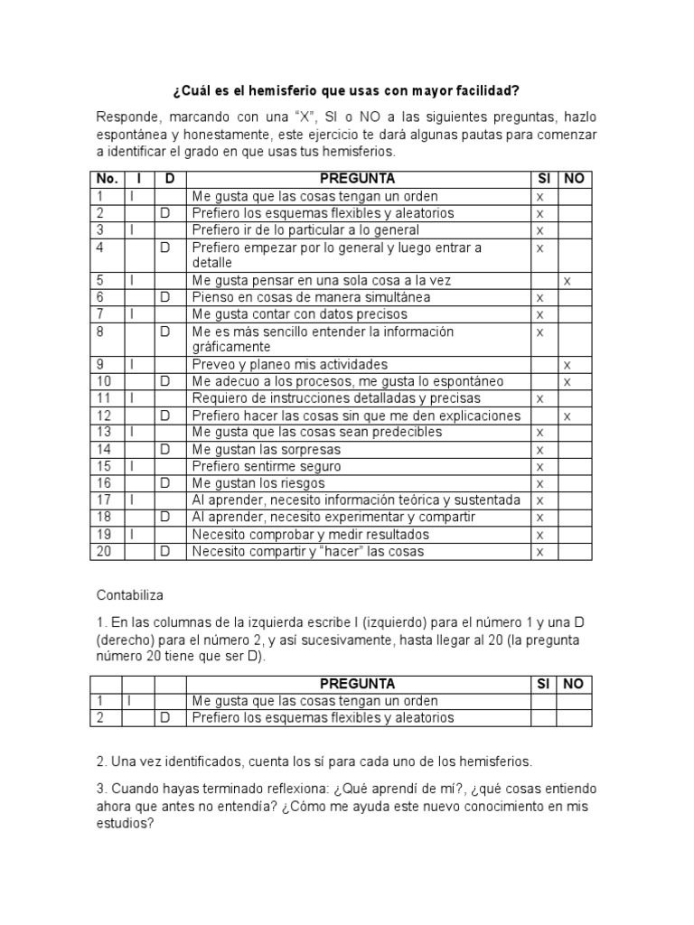 1IV16 NARVAEZ TREJO TANIA MICHELLE - Cuál es el hemisferio que usas con ...