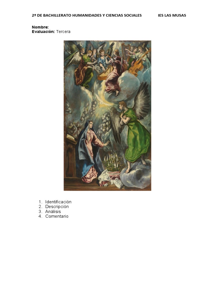 La Anunciación de El Greco: Análisis y Contexto | PDF | Pinturas