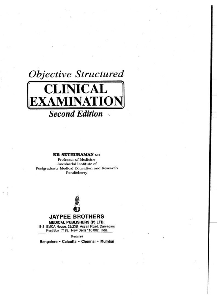 Objective Structured Clinical Examination 2nd Edtion Sethuraman | PDF
