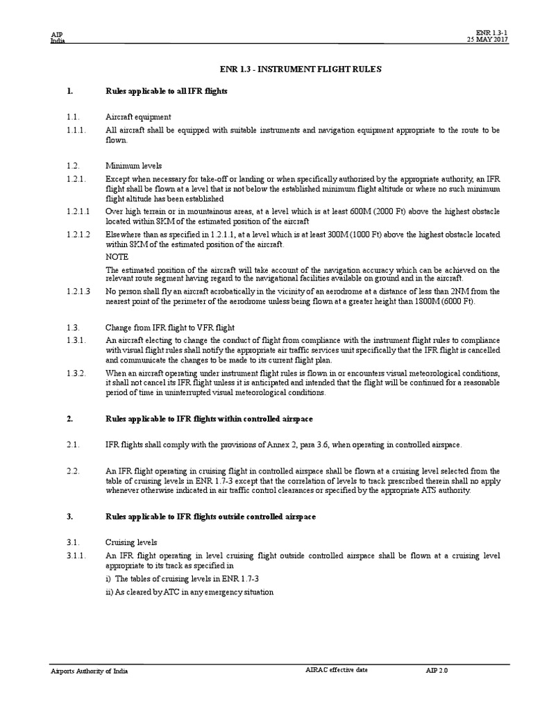 Enr 1.3 | PDF | Instrument Flight Rules | Air Traffic Control