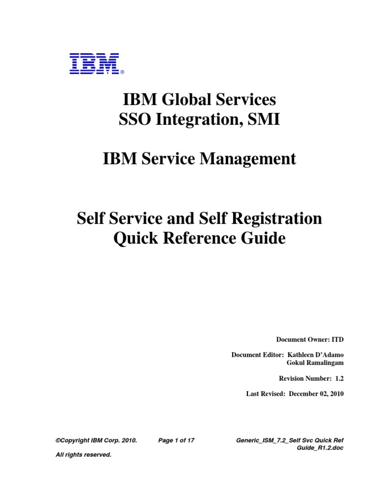 IBM Global Services SSO Integration, SMI IBM Service Management | PDF ...