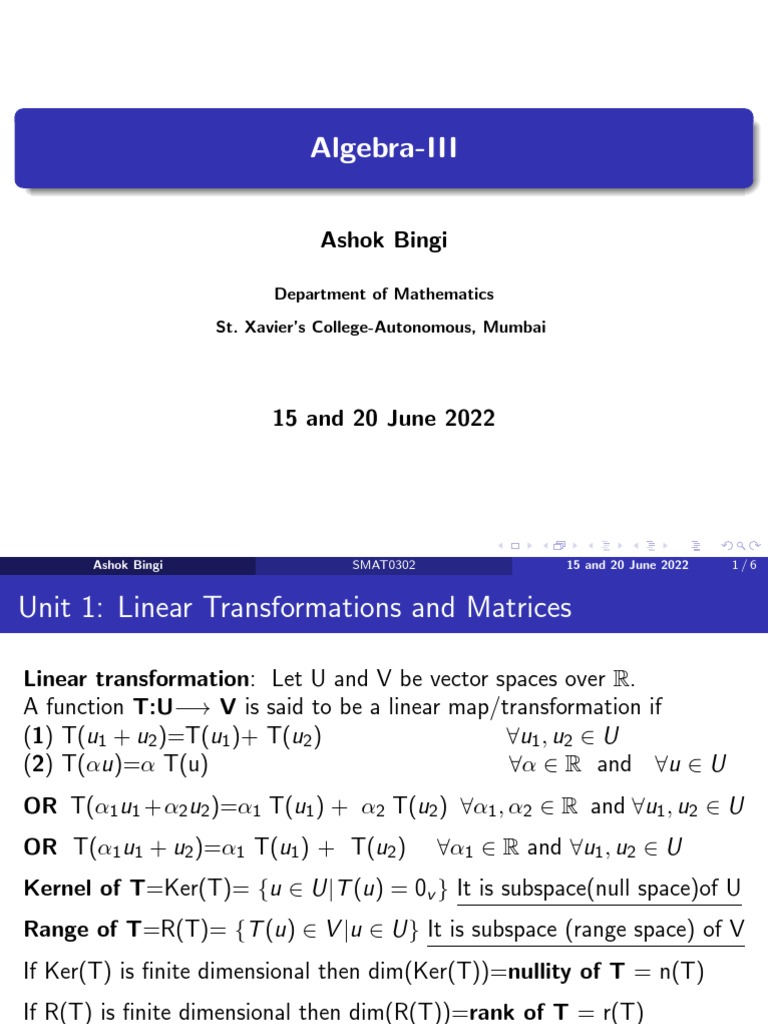 TRANSFORMATIONSFULL | PDF | Linear Subspace | Linear Map