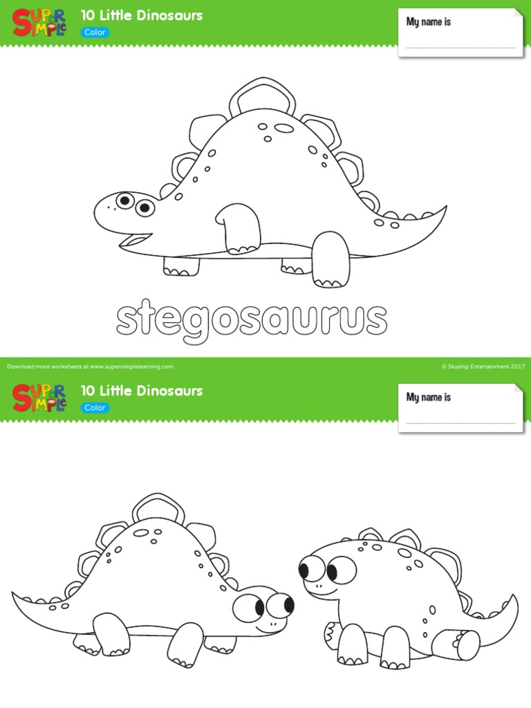 10 Little Dinosaurs Worksheets Color | PDF | Language Arts & Discipline ...