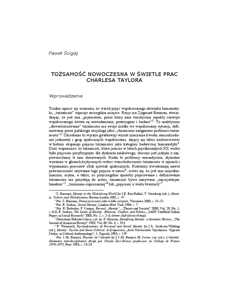 Scigaj - Tozsamosc - Nowoczesna - W - Swietle - 2007 | PDF Scigaj - Tozsamosc - Nowoczesna - W - Swietle - 2007 | PDF