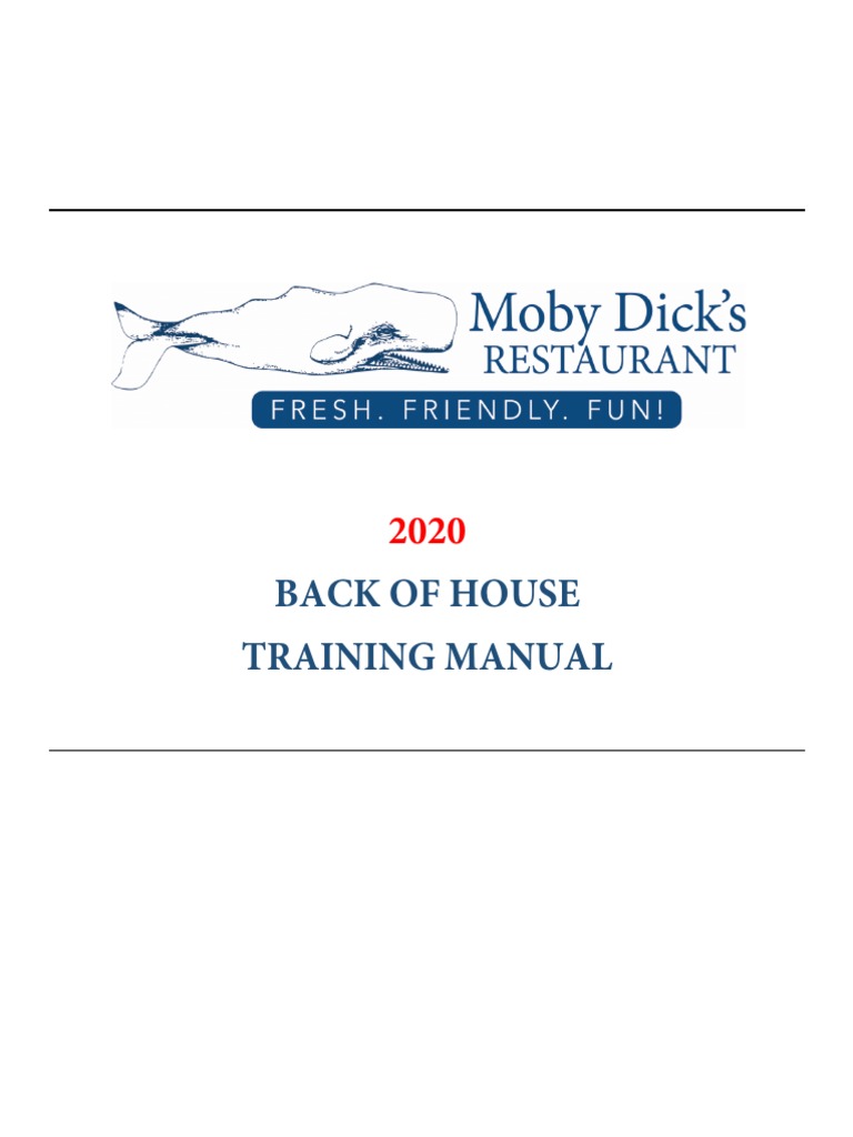 Moby Dick's Kitchen Training Manual | PDF | Grilling | Foods