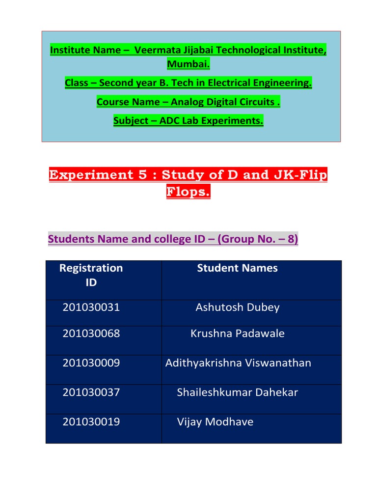 Group 8 Adc Experiment 5-1 | PDF | Design | Information And Communications Technology