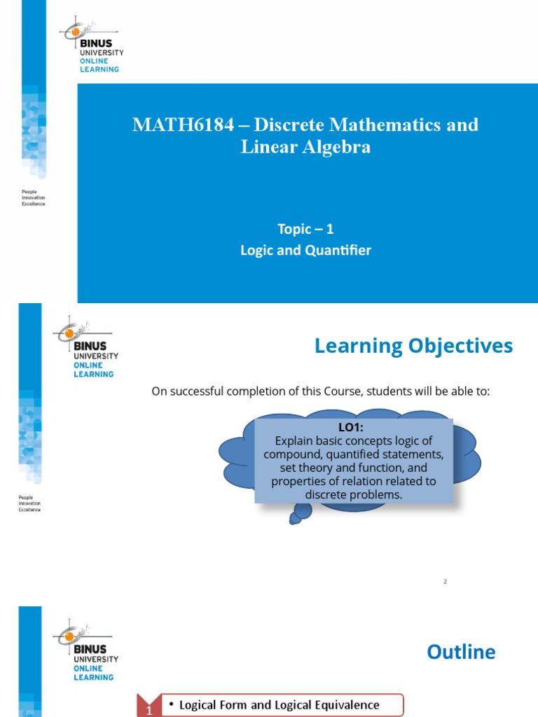 Discrete Mathematics And Linear Algebra An Introduction To Logic Sets Functions And