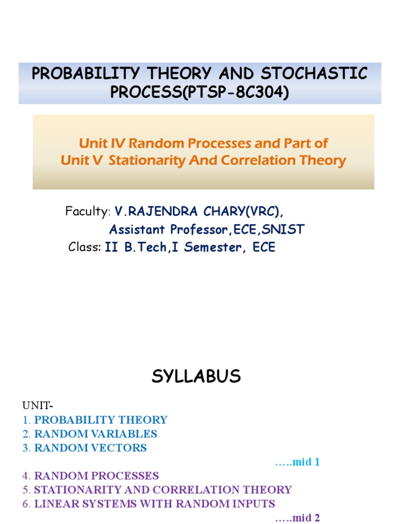 PTSP Unit4-Vrc | PDF | Autocorrelation | Discrete Time And Continuous Time